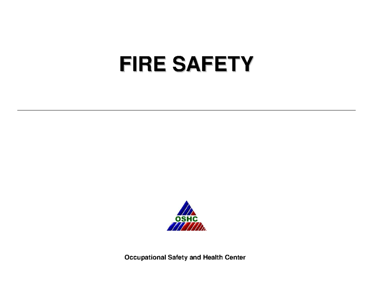 FIRE SAFETY 101: Understanding Causes, Prevention, and Control - Studocu