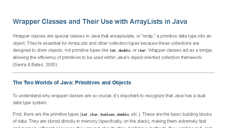 Wrapper Classes & ArrayLists: Understanding Their Role - UNIT-7 ...