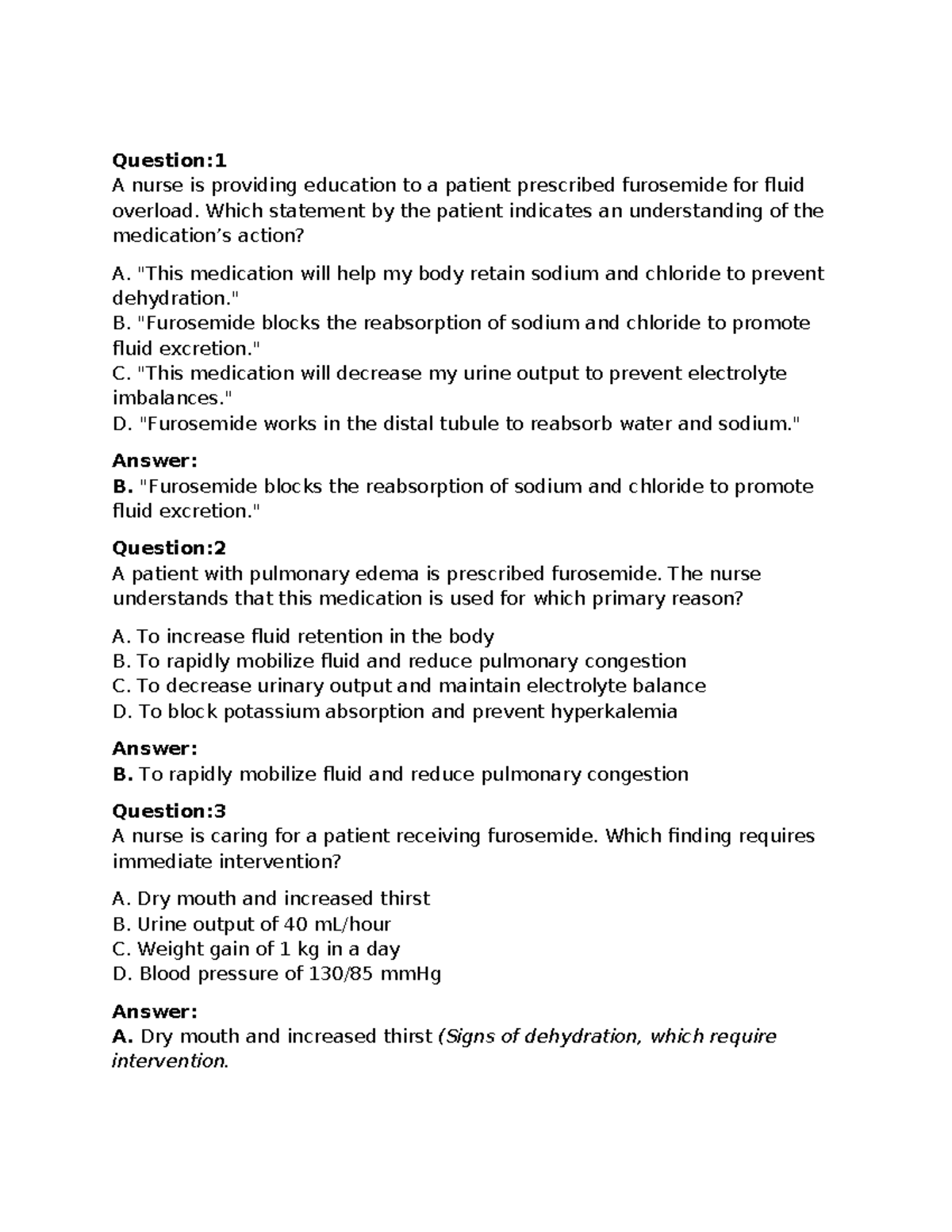 NUR 101: Furosemide and Diuretics - Patient Education and Nursing ...
