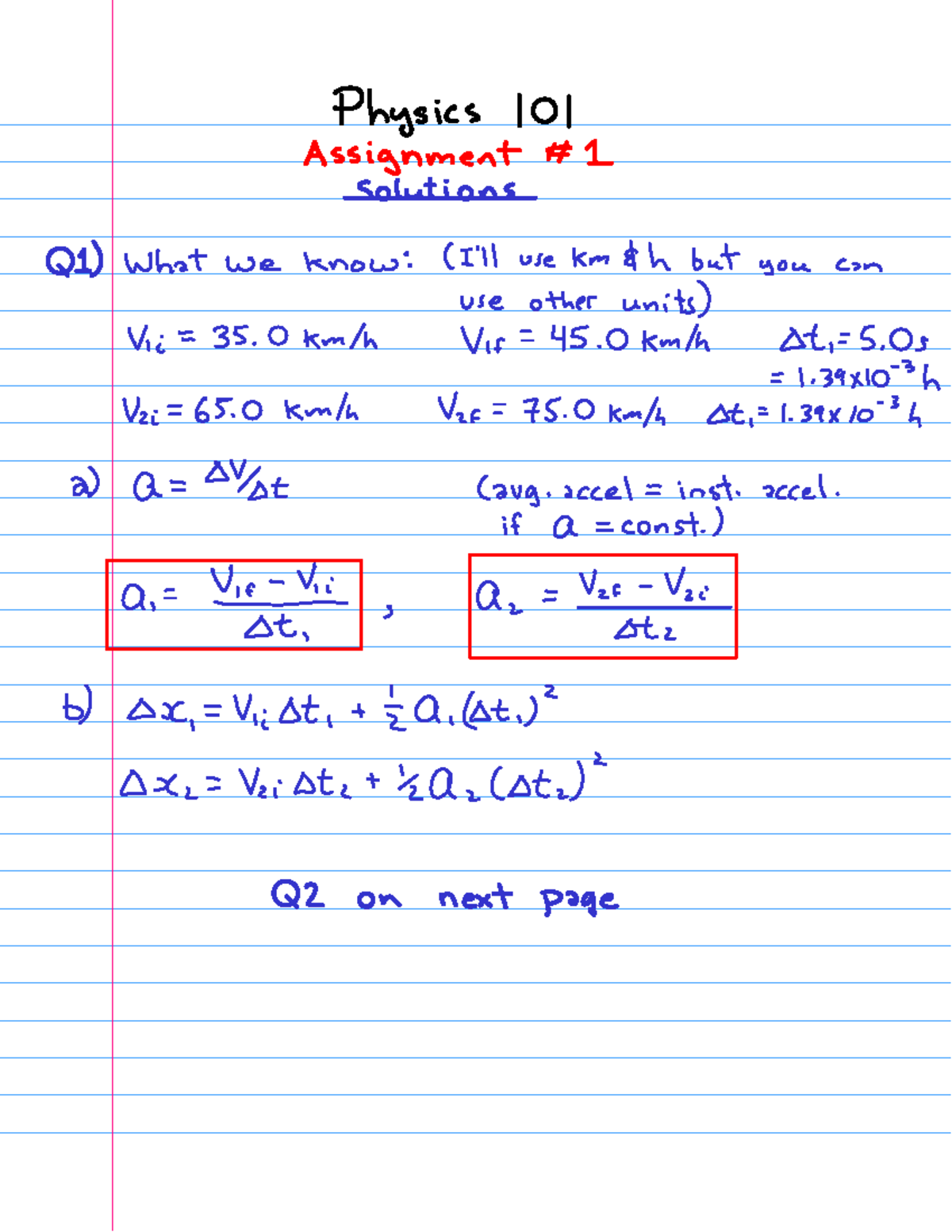 Physics 101 Assignment 1 Solutions and Graph Analysis - Studocu