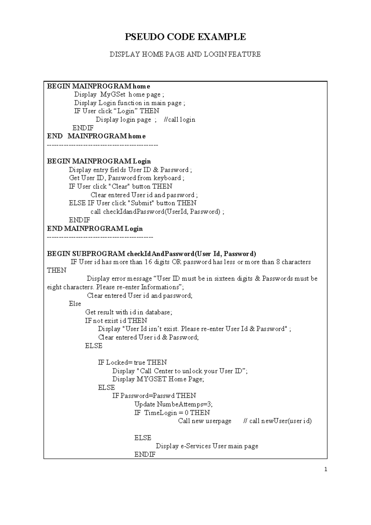 MM03-Psedue Code and Flowchart - 1 PSEUDO CODE EXAMPLE DISPLAY HOME ...