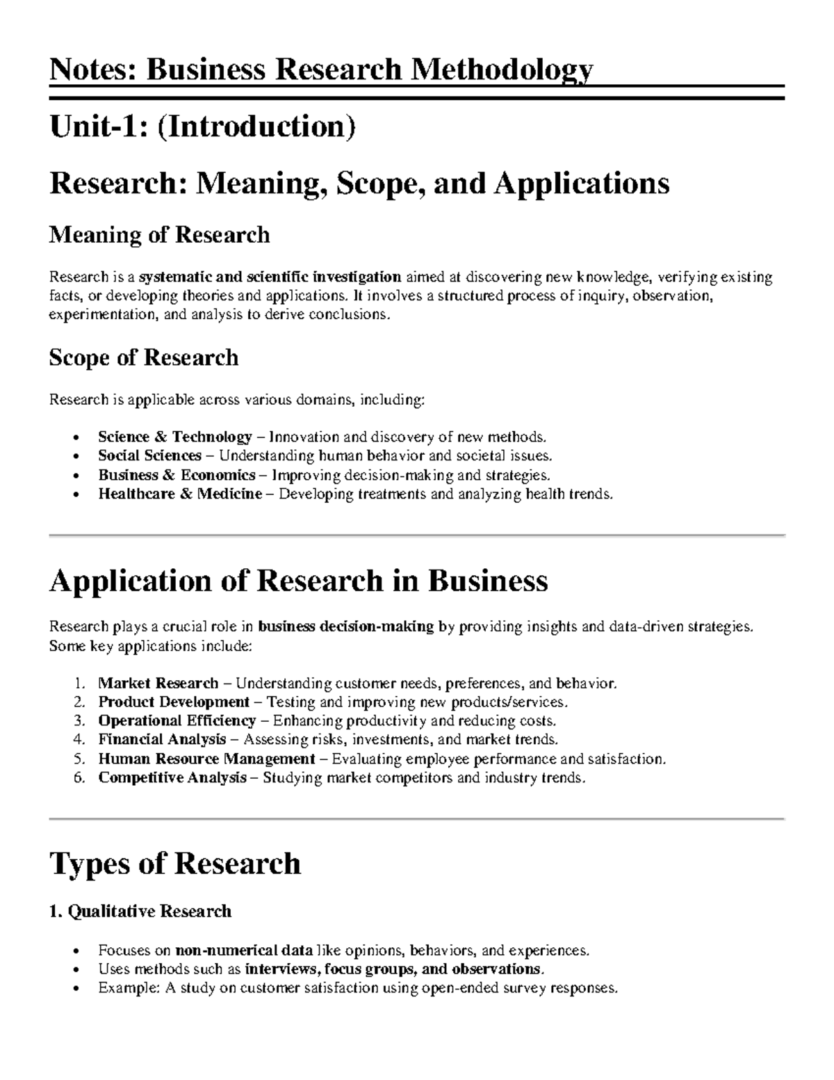 Business Research Methodology Notes (BRM 101) - Key Concepts and ...