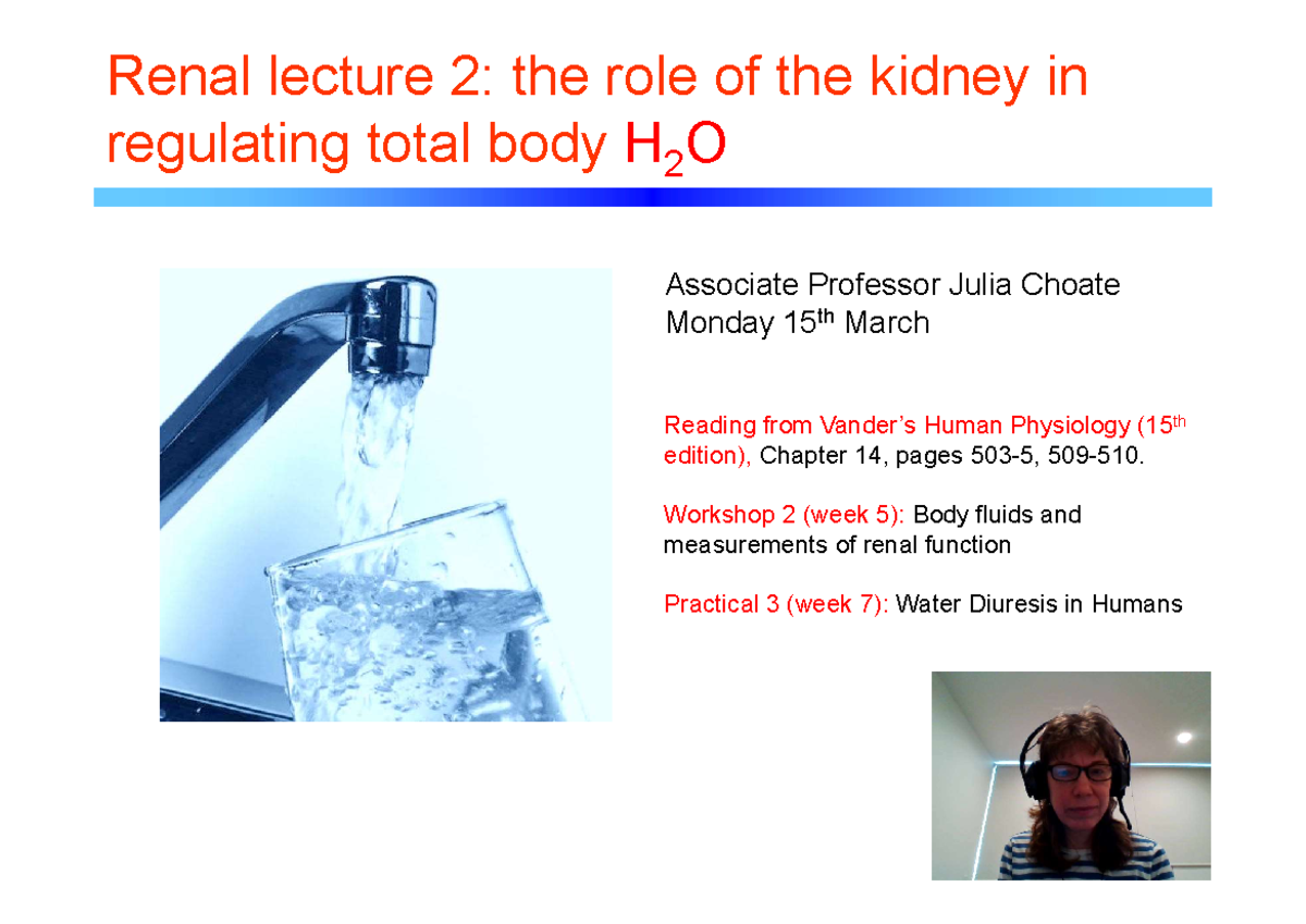 BMS2031Renallecture 2video 2 2021slides - Renal lecture 2: the role of ...