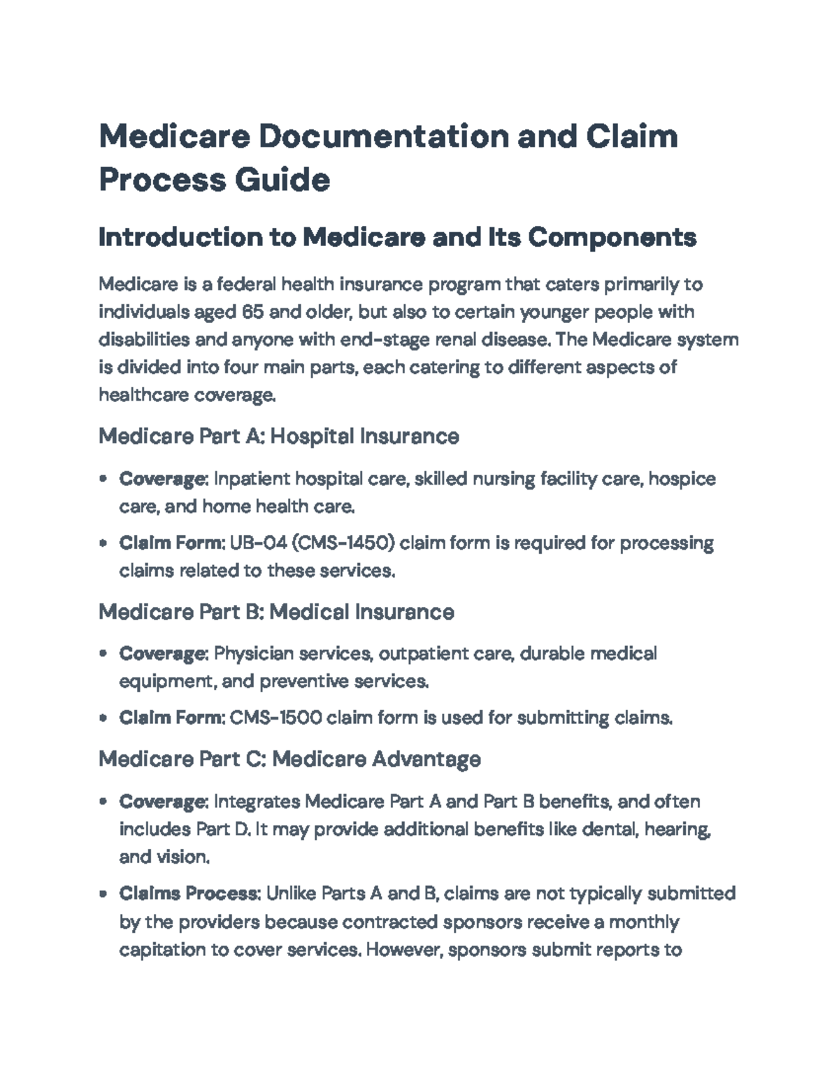 Medicare Claims Process & Documentation Guide: Key Insights - Studocu