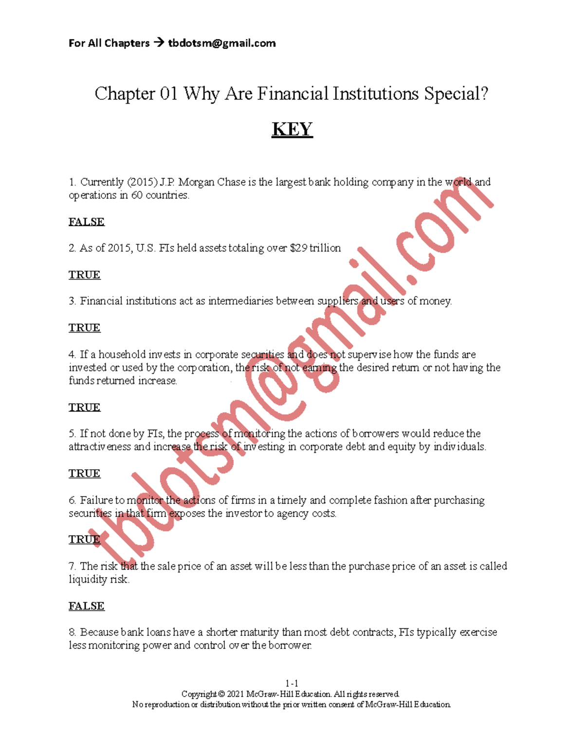 Solution Manual - Test Bank for Fin. Institutions Mgmt. (10e) - Risk ...