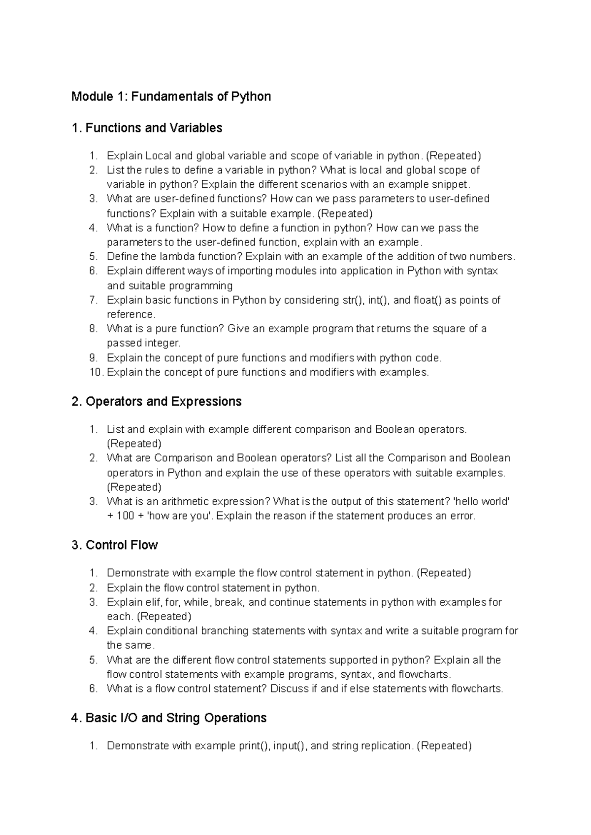 Python QB: All Module Practice Questions and Concepts - Studocu