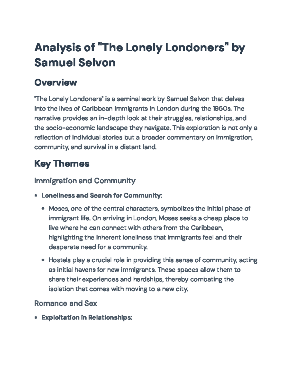 Analysis of "The Lonely Londoners" (ENG-301) - Themes & Characters ...