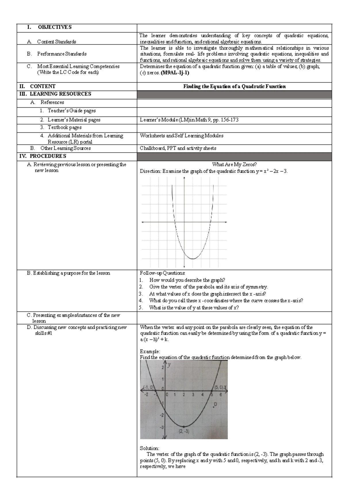 DLP Q1: Mastering Quadratic Functions & Their Applications in Math 9 ...