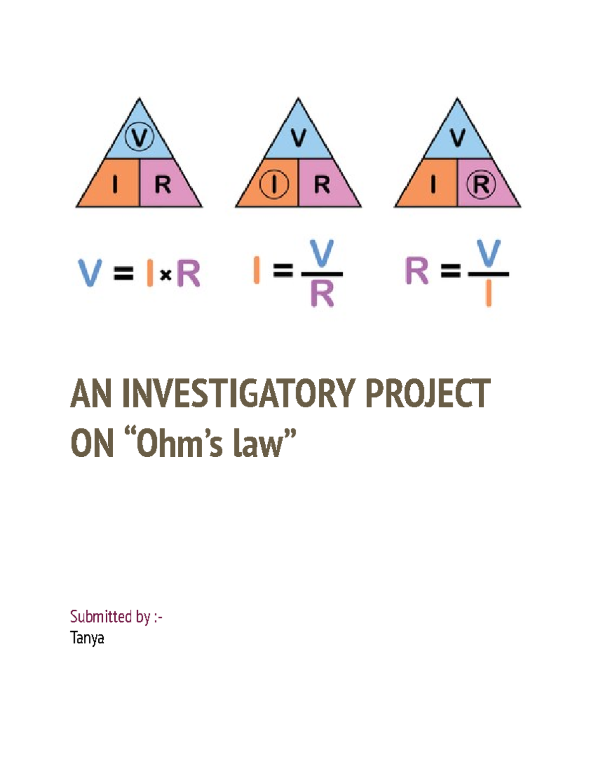 Physics Project on Ohm's Law - Class XII CBSE - Studocu