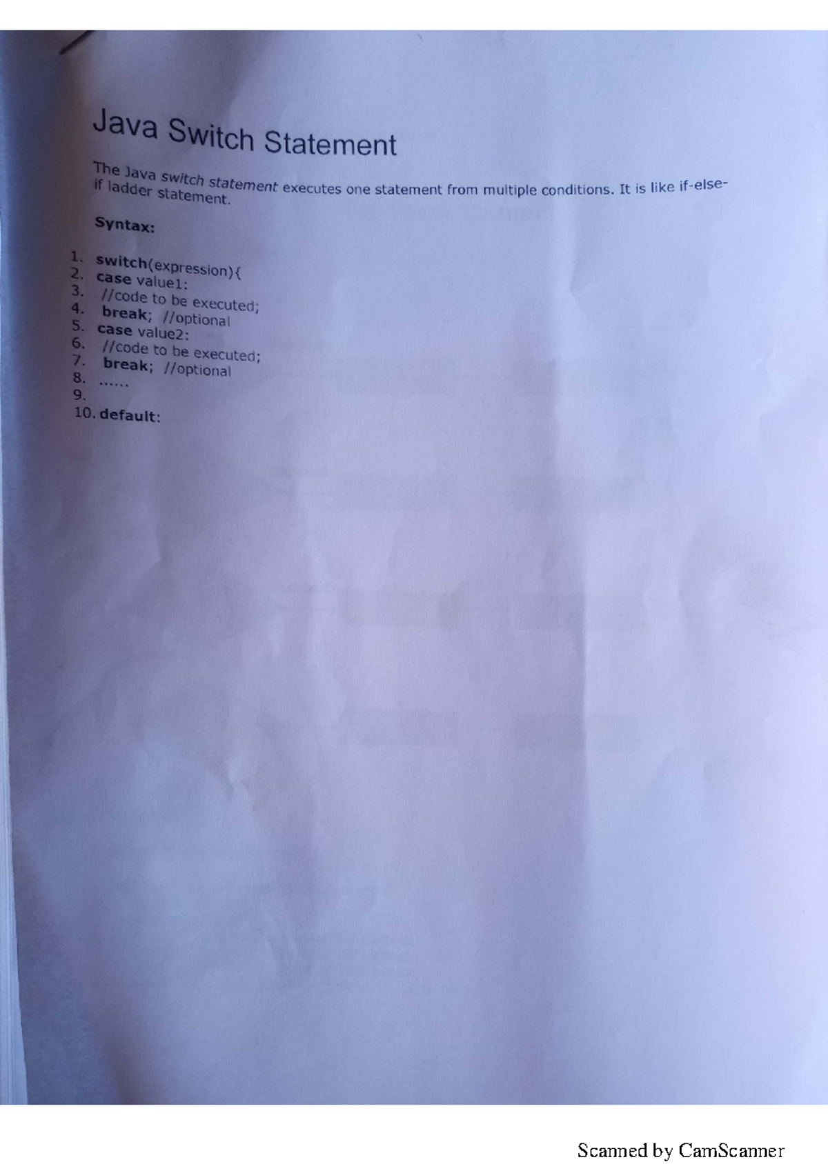 OOP 2 Switch Statement - OPP 1 - Java Switch Statement The if ladder Java statement. switch ...