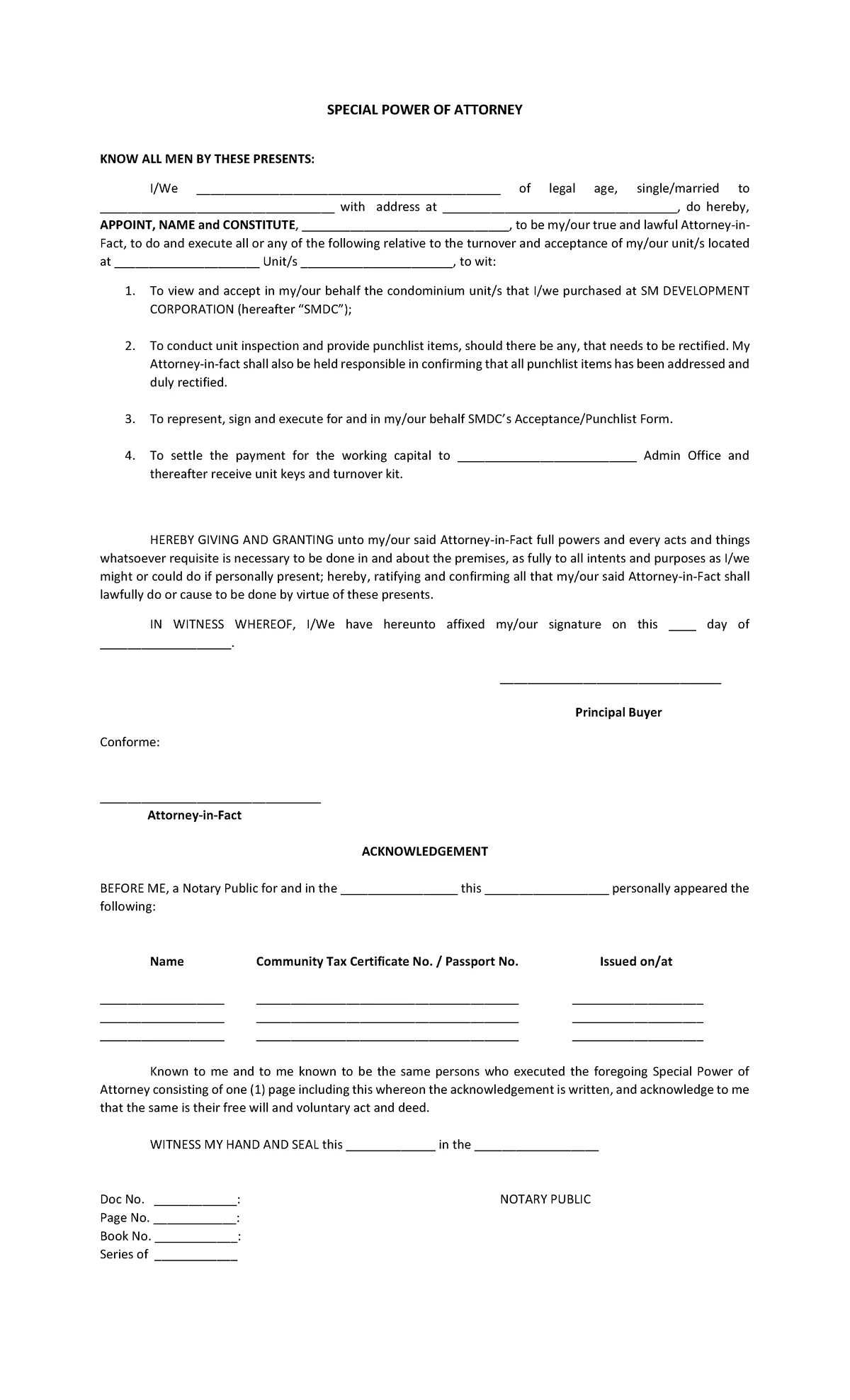 SPA TO Represent - Sample - SPECIAL POWER OF ATTORNEY KNOW ALL MEN BY ...
