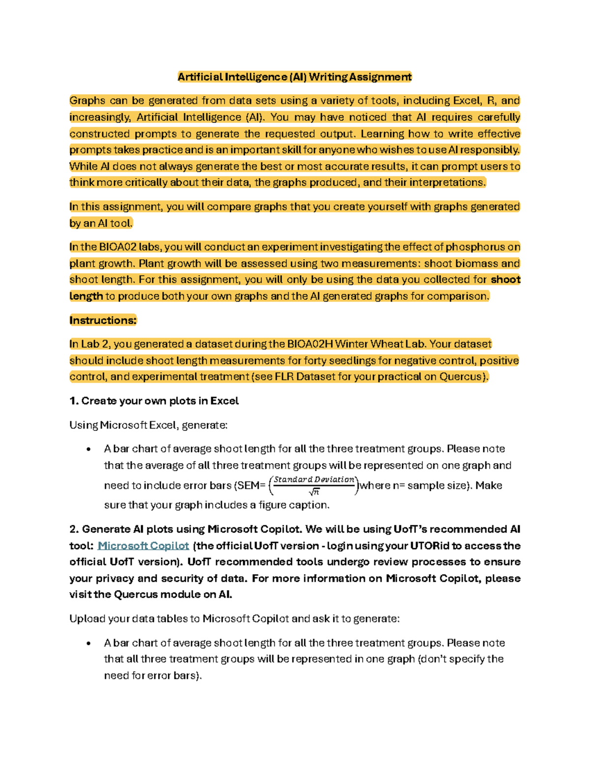BIOA02 AI Writing Assignment: Graphs & Plant Growth Analysis - Studocu