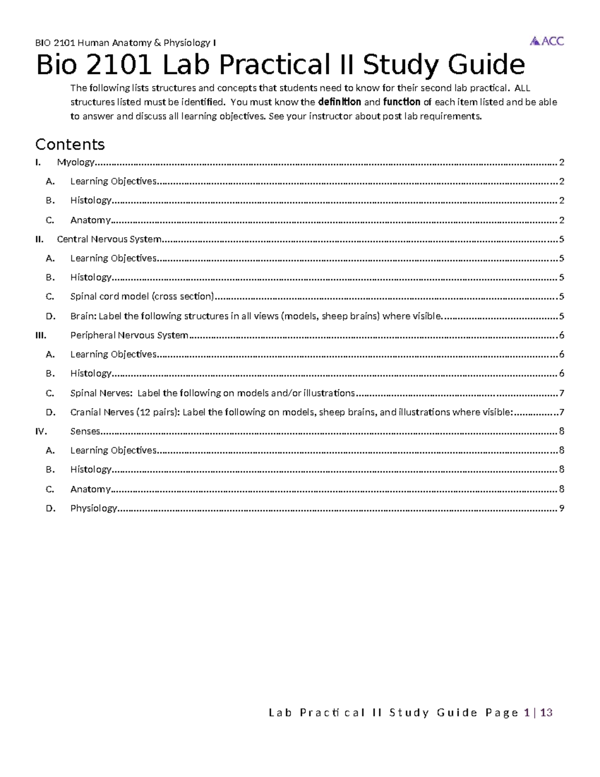 BIO 2101 Human Anatomy Physiology I Lab Practical II Study Guide - Studocu