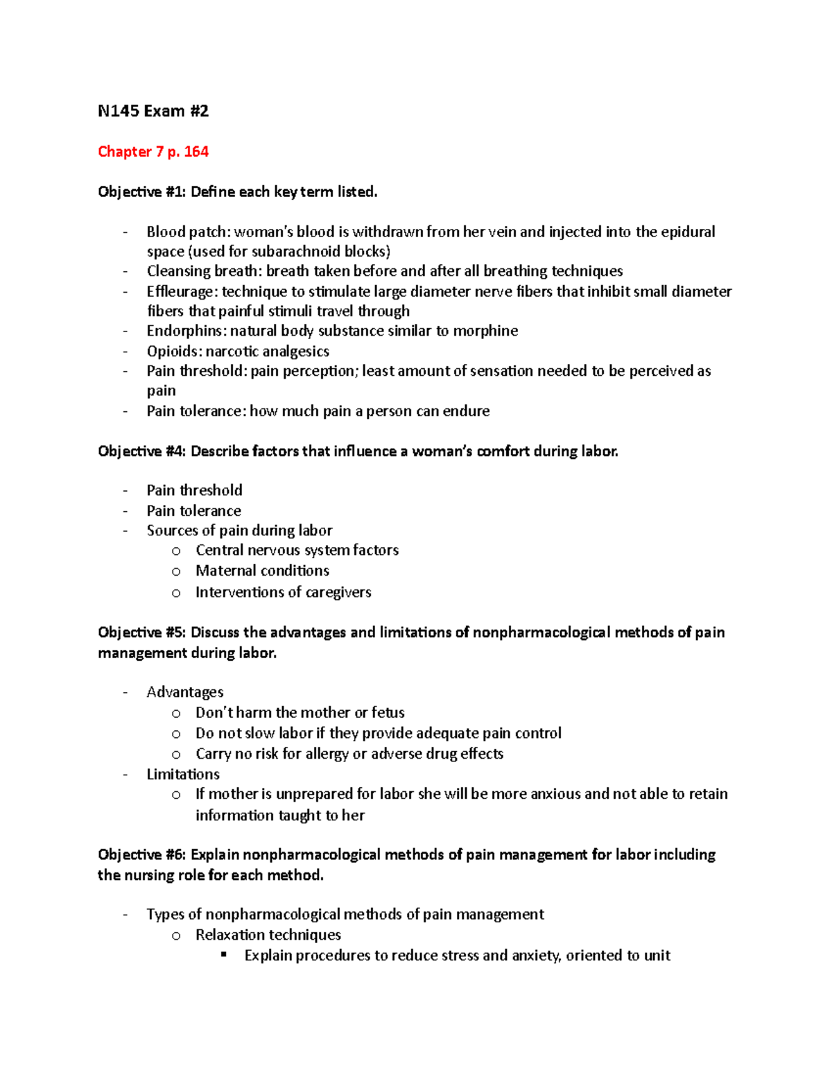N145 Exam 2 - exam 2 - N145 Exam Chapter 7 p. 164 Objective #1: Define ...