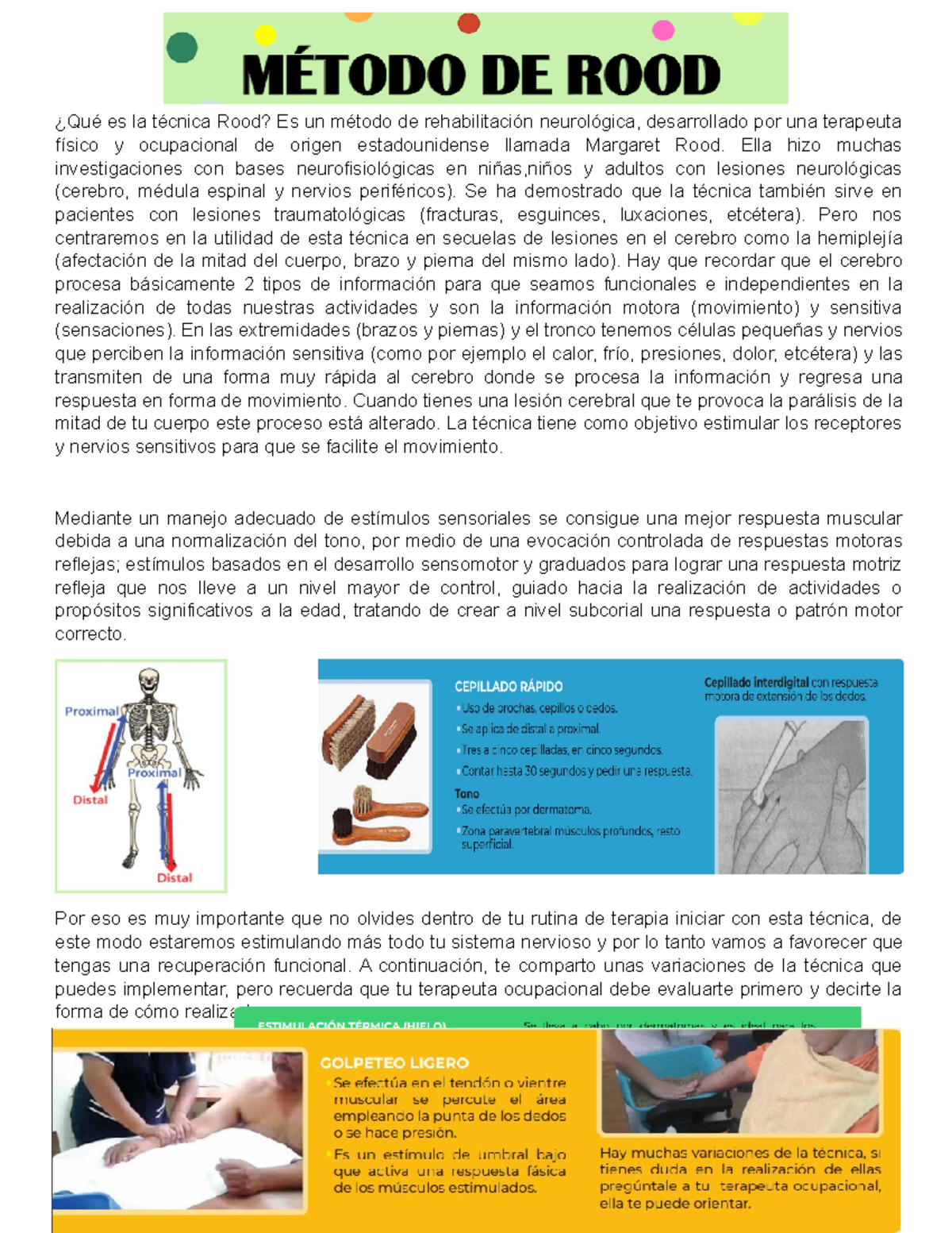 Técnica Rood y Método Bobath en Rehabilitación Neurológica - Studocu