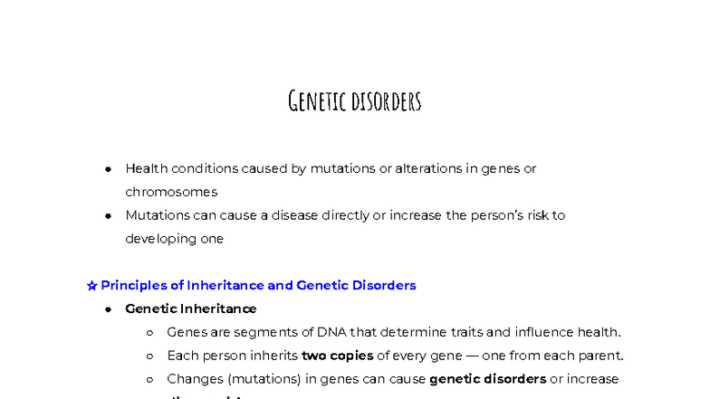 Genetic Mutations and Their Impact on Inheritance and Disease - Studocu