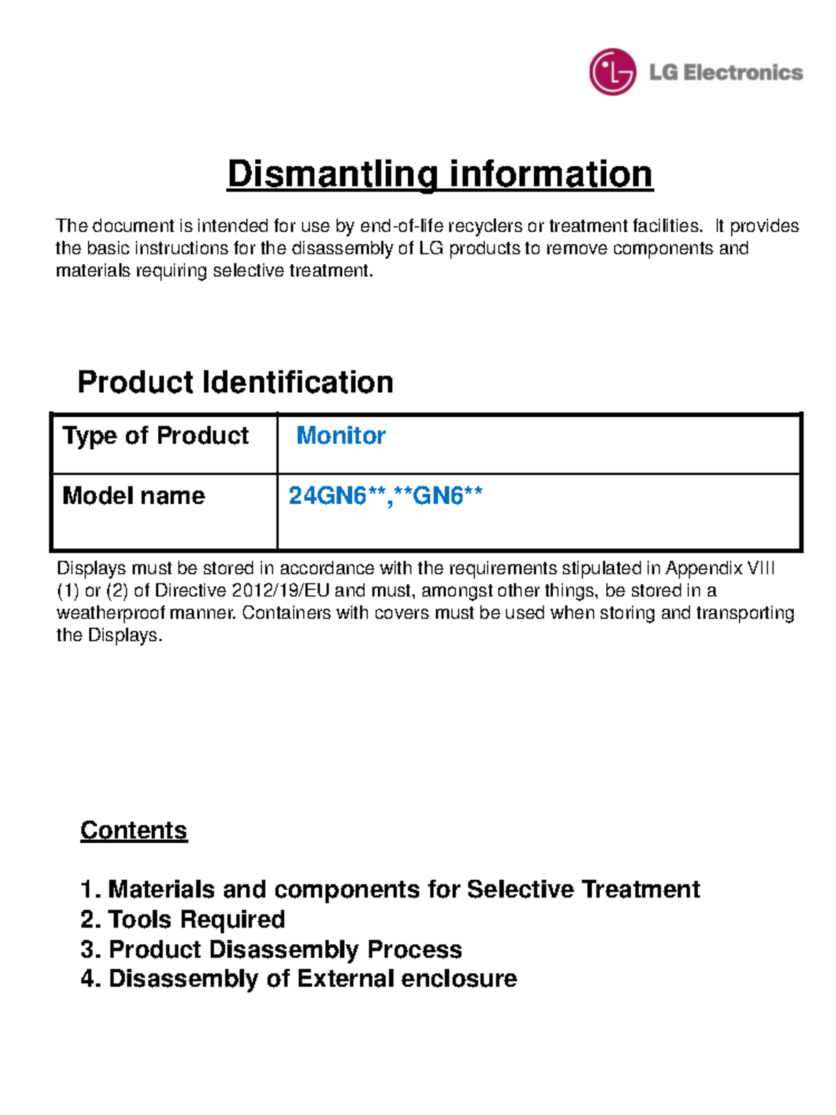Dismantling+information+24GN6## - Dismantling information Type of ...