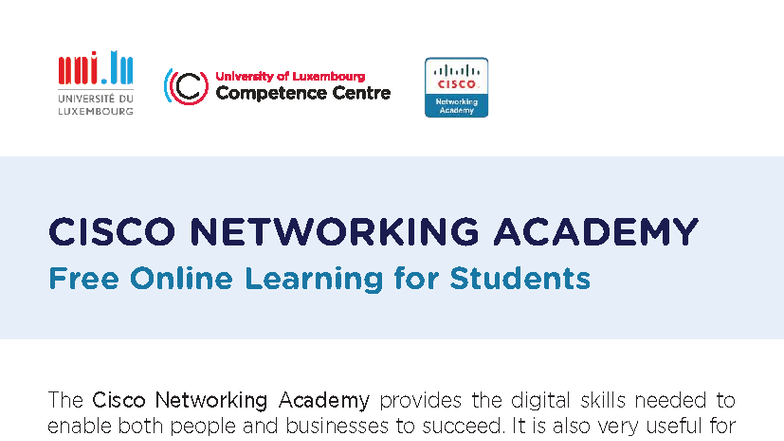 CISCO Networking Academy: Free Online Courses for Students - Studocu