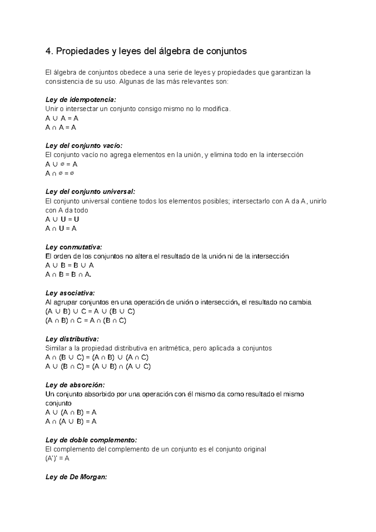 DOC-20250915-WA0093 - Leyes y Propiedades del Álgebra de Conjuntos - Studocu