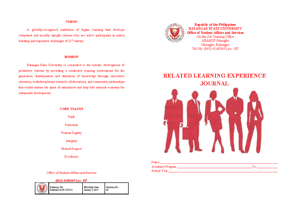 OJT Journal - Related Learning Experience Documentation - Studocu