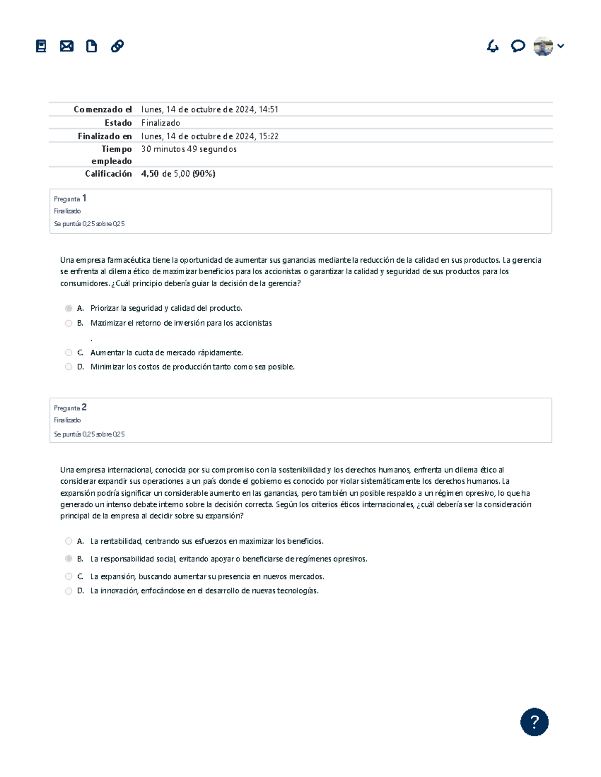 U1 Cuestionario Ética Profesional - Reflexiones y Respuestas - Studocu