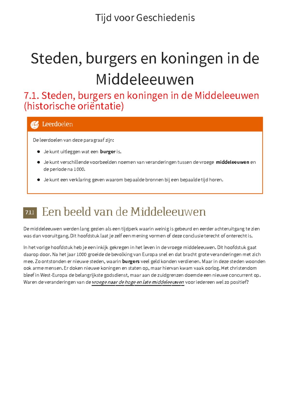 Tijd voor Geschiedenis: Steden, Burgers en Koningen in de Middeleeuwen ...