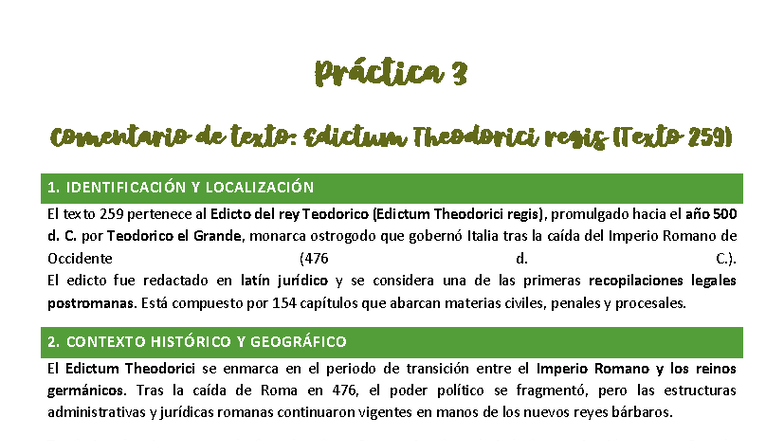 Prácticas 3, 4 y 5: Comentarios sobre el Edictum Theodorici y el ...