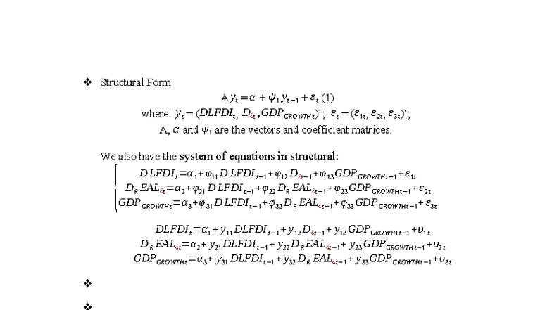Structural Form Analysis: DLFDI & GDP Growth (Course Code) - Studocu