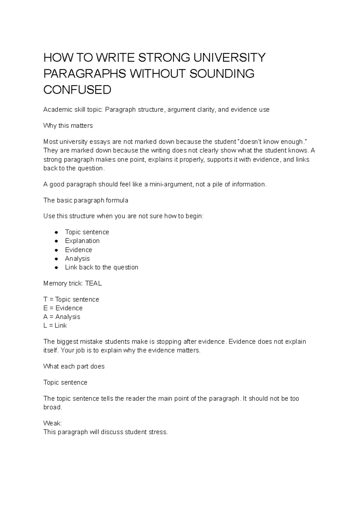 University Style Paragraphs: Crafting Strong Arguments and Evidence ...