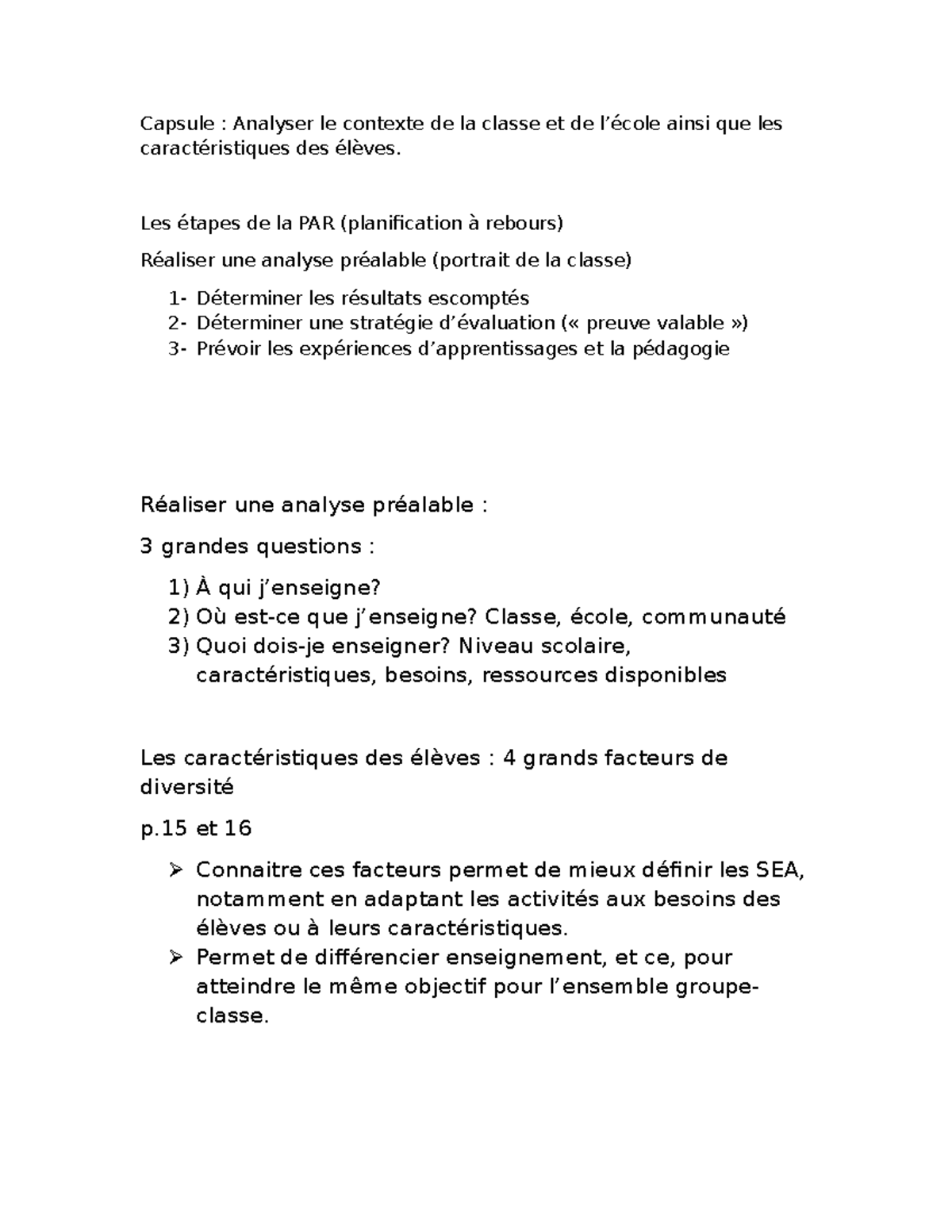 Capsule concevoir - Analyser le contexte de la classe et de l’école ...