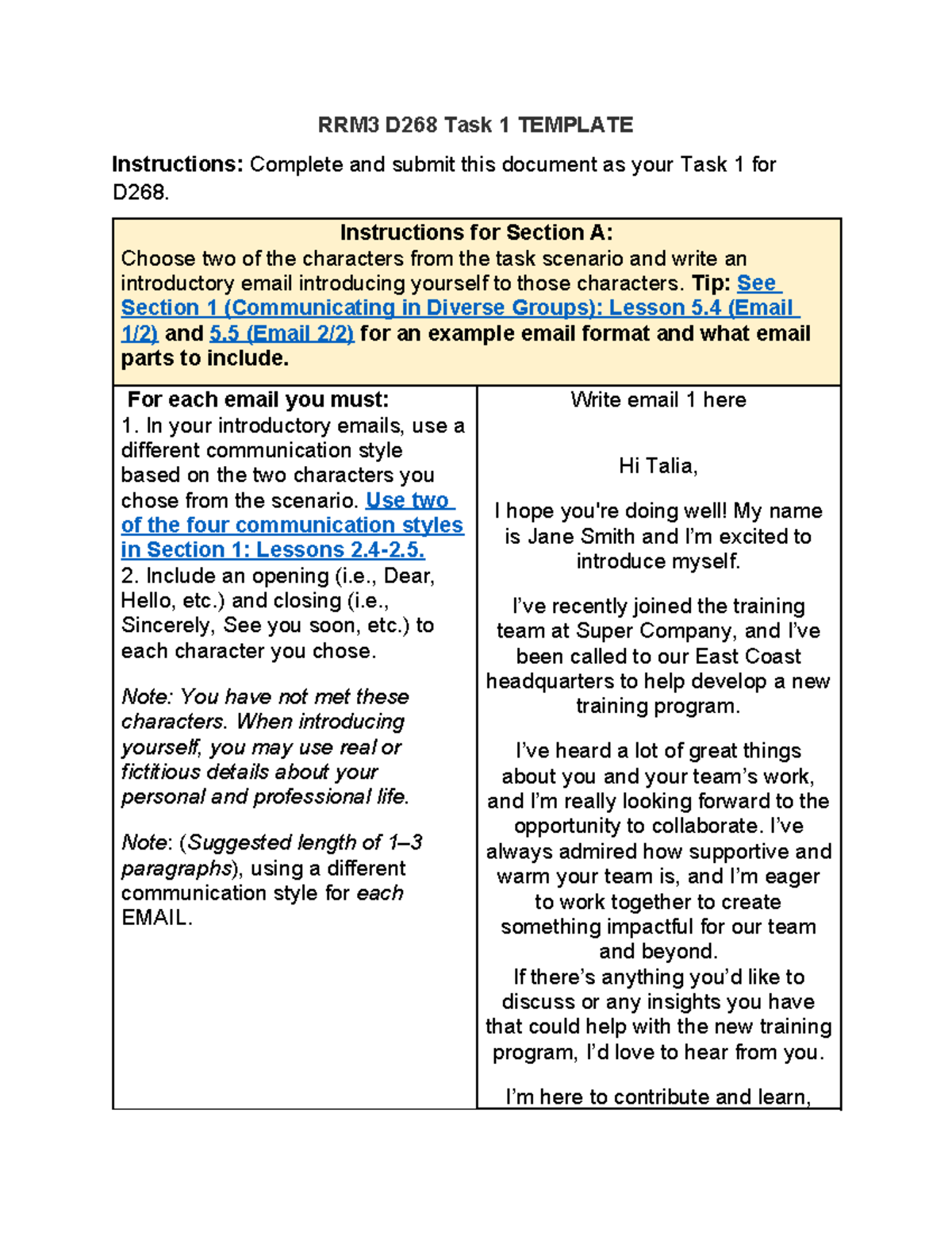 Communications Task 1 - Task 1 - RRM3 D268 Task 1 TEMPLATE Instructions ...