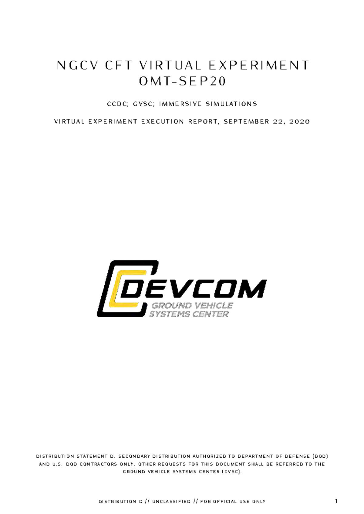 NGCV CFT VE OMT Execution Report - September 2020 - Studocu