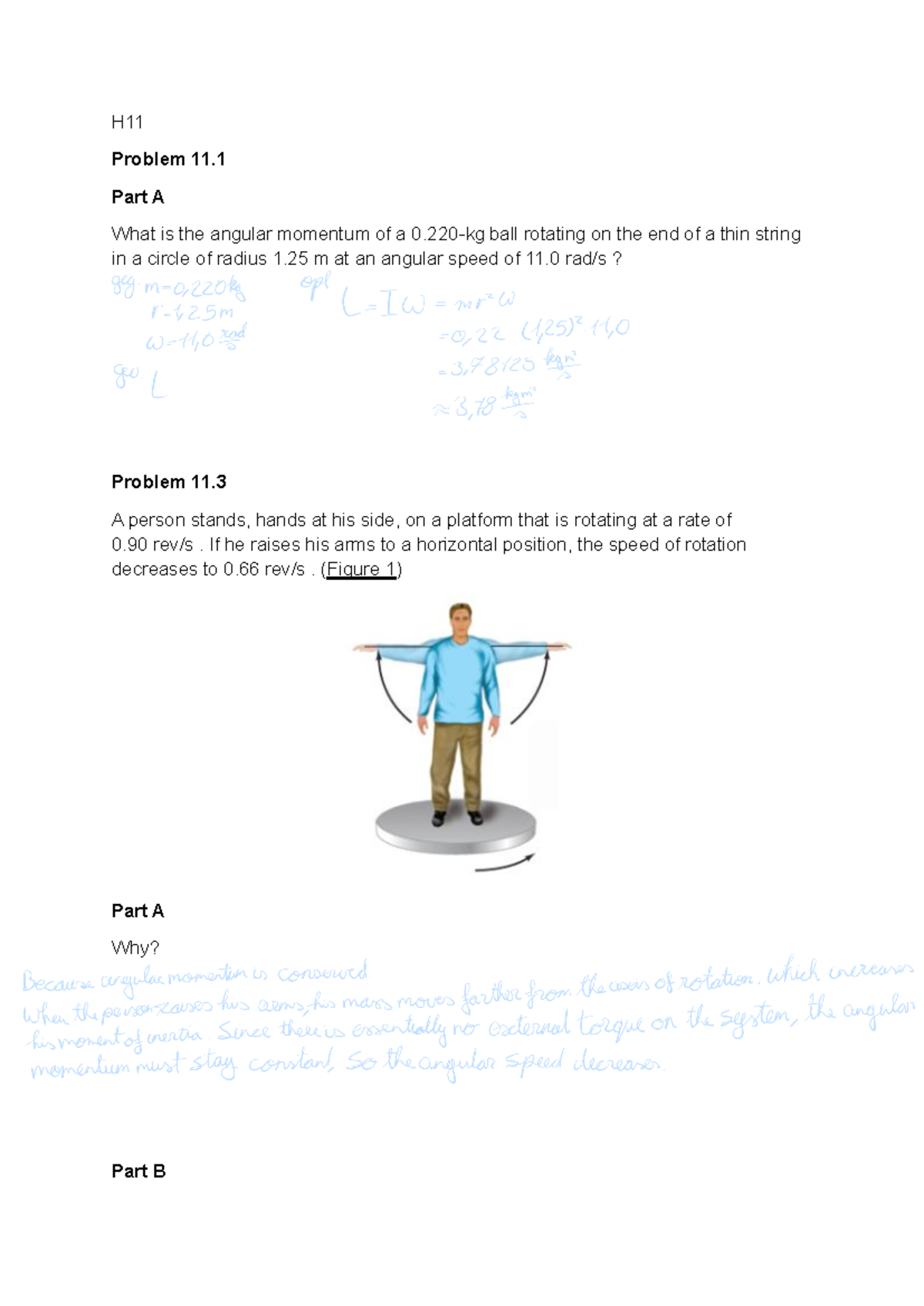H11 Physics Exercises: Angular Momentum & Moment of Inertia Problems ...