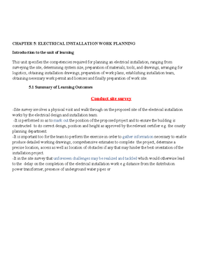 Electrical Installation Work Planning: Site Survey Insights (Course ...
