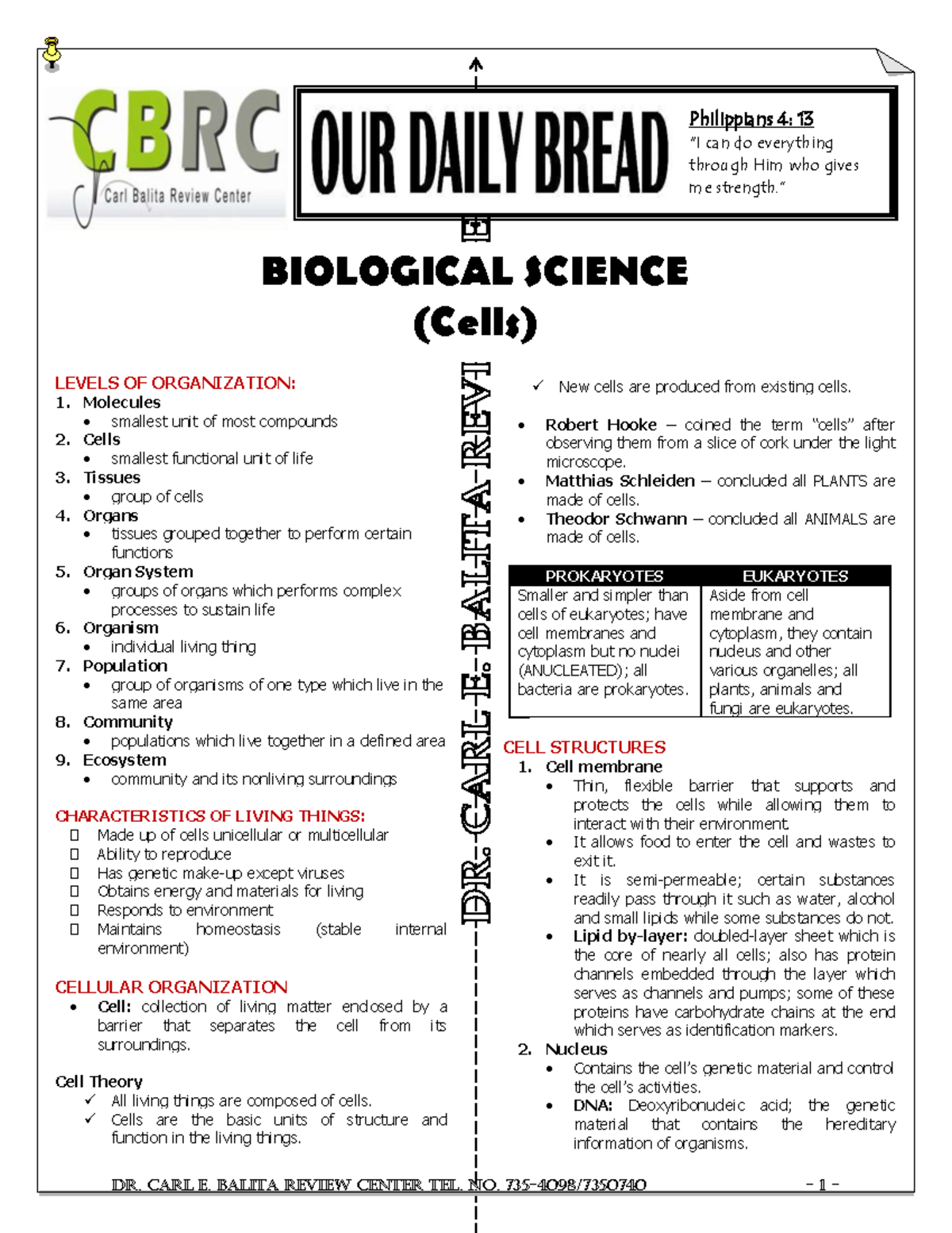 Odb-Bio-Cells: Biological Science Notes on Cellular Organization - Studocu