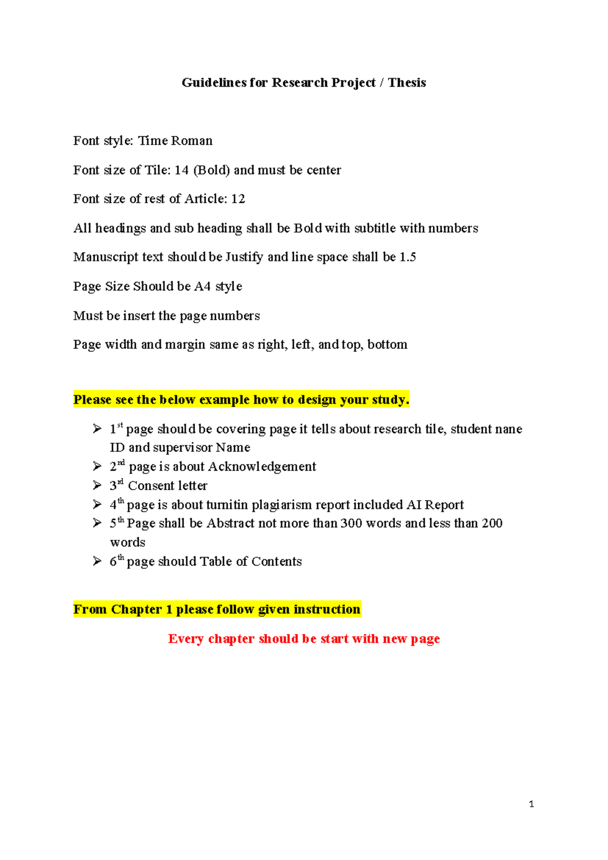 Guidelines for Research Project Thesis (Course Code: RPT 101) - Studocu