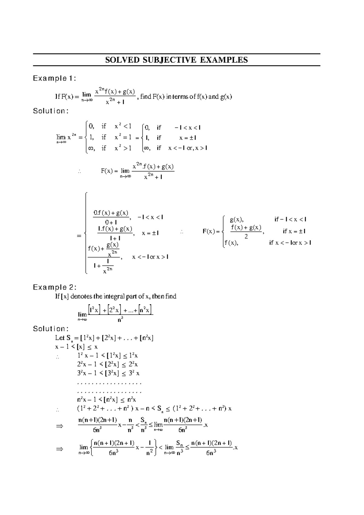Limit, Continuity, and Differentiability: SOLVED EXAMPLES - Studocu