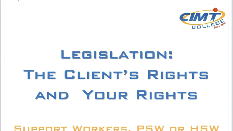 CIMT Chapter 5: Support Workers' Rights and Client Care Legislation ...