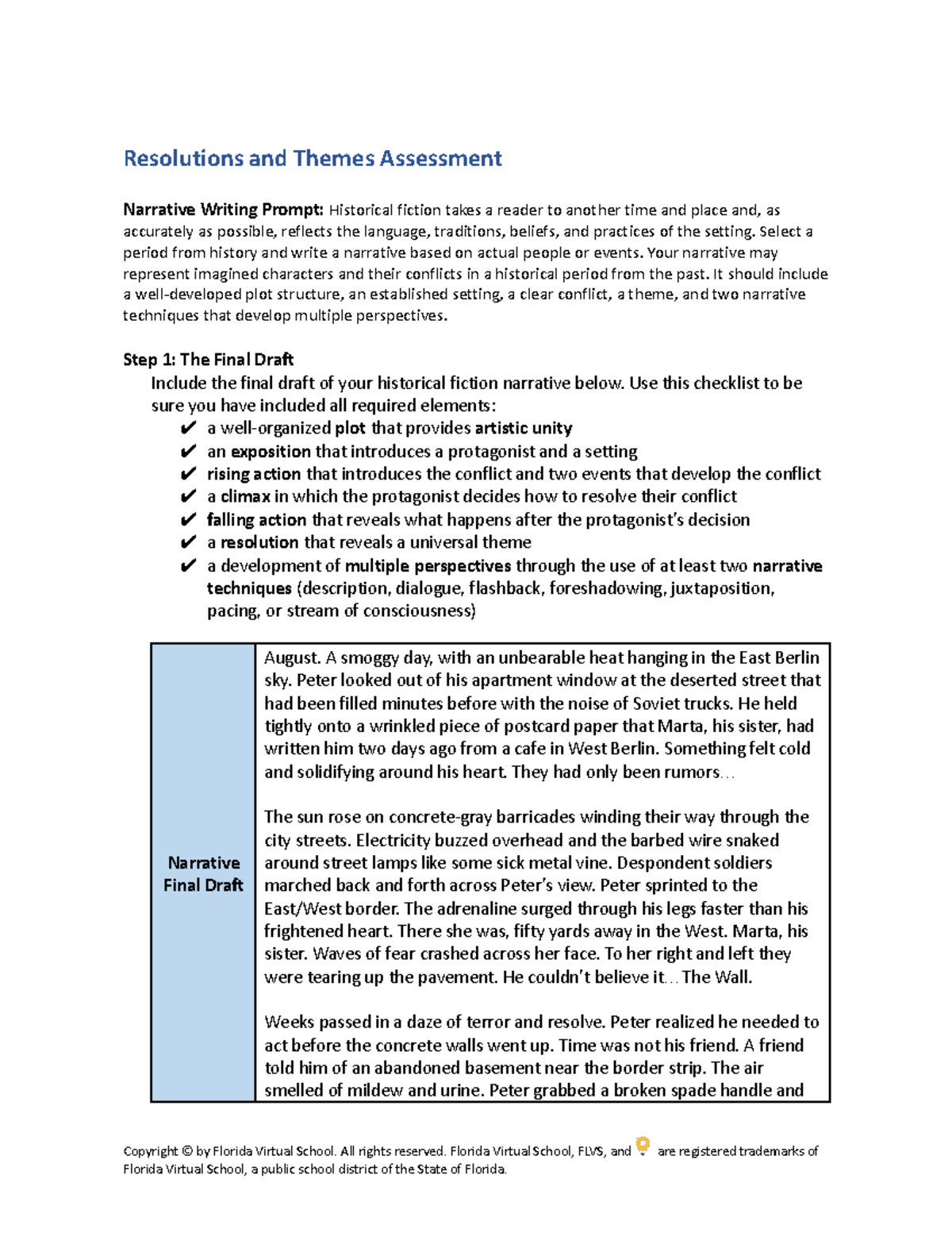 Historical Fiction Narrative Writing Prompt: Resolutions & Themes ...