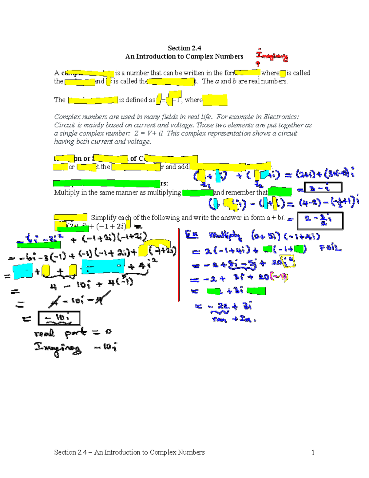 MATH 101: Introduction to Complex Numbers and Applications - Studocu