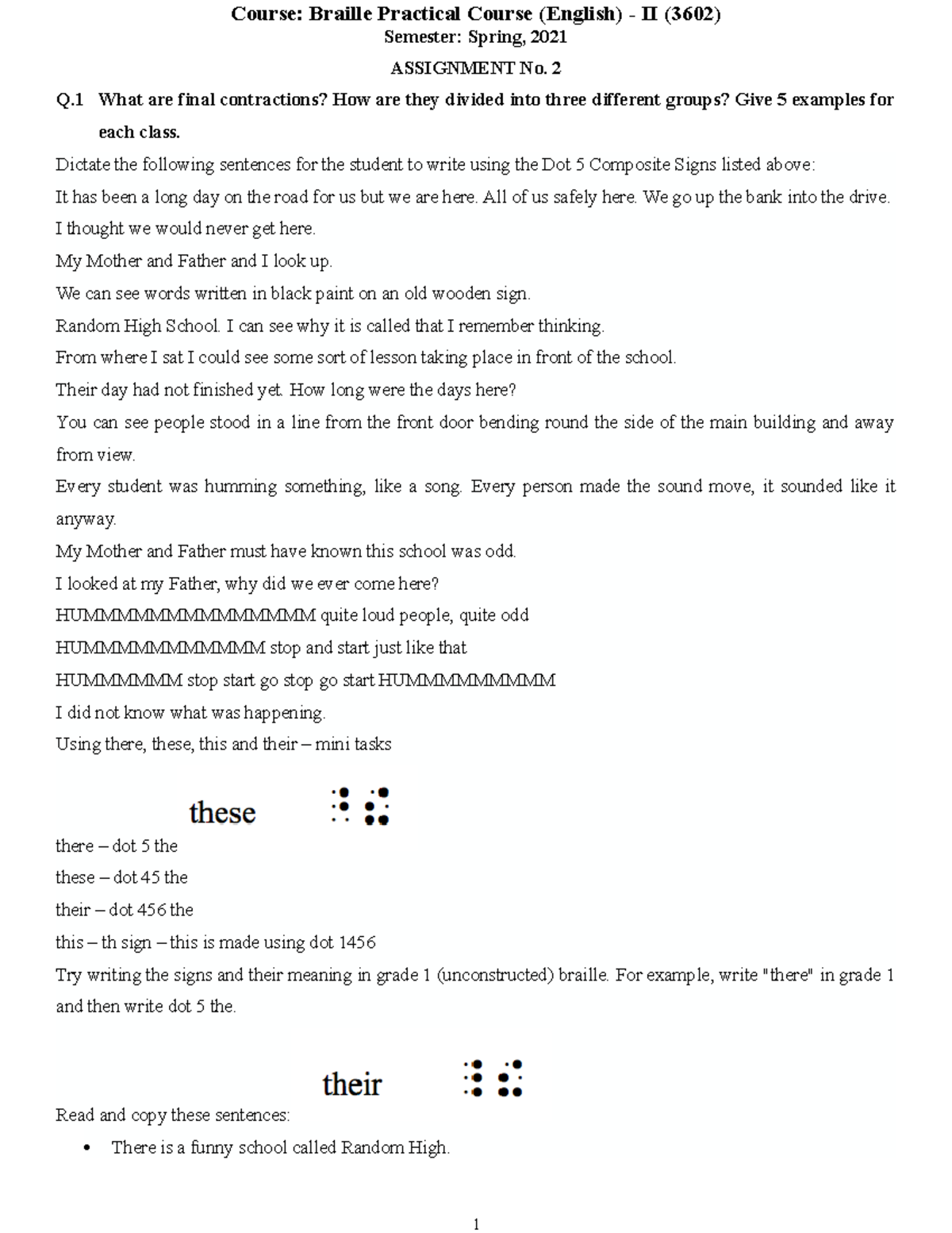 3602-2 - 2 Week Lecture Notes on Braille Contractions and Exercises ...