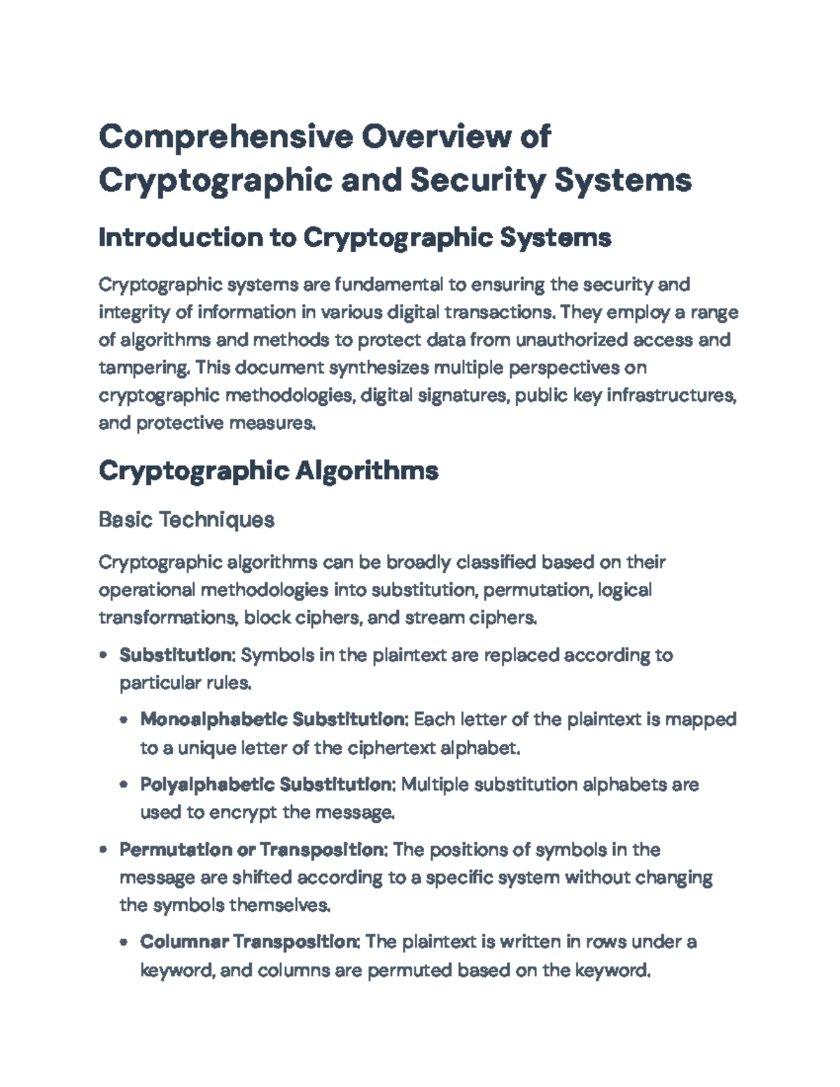 Comprehensive Overview of Cryptographic and Security Systems ...