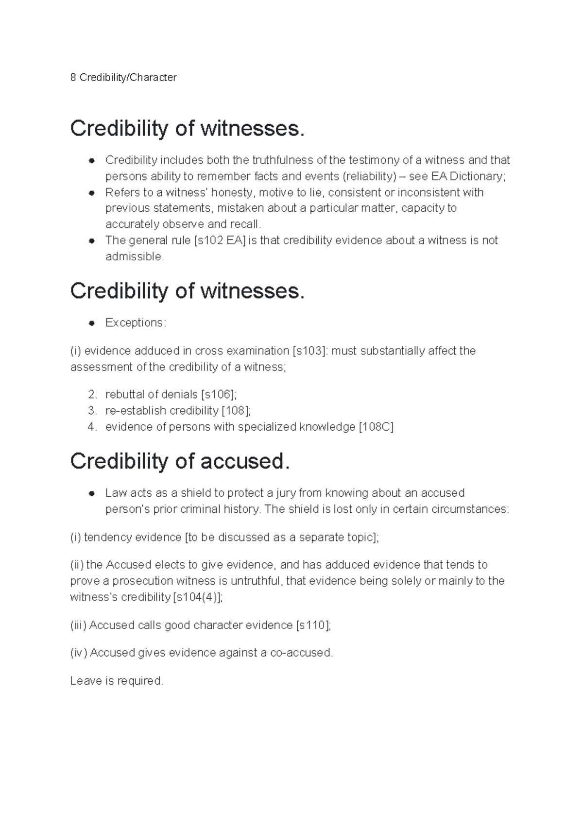 Credibility & Character - 8 Credibility/Character Credibility of ...