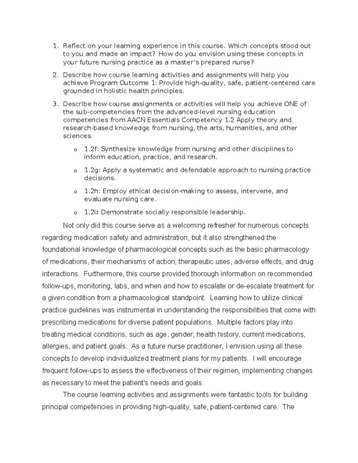 NR565 Week 8 Reflection: Impactful Concepts for Future Nursing Practice - Studocu