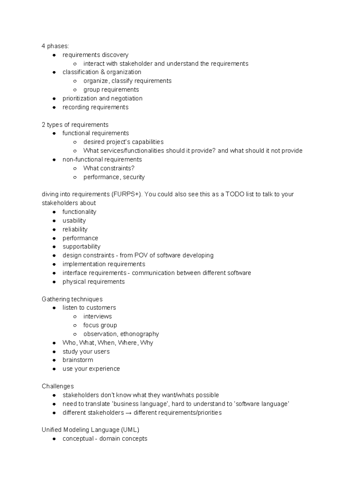 Requirements Engineering Basics: 9-9 Notes on Phases & UML - Studeersnel