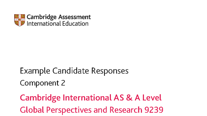 Candidate Response Samples for Component 2 - Cambridge International AS ...