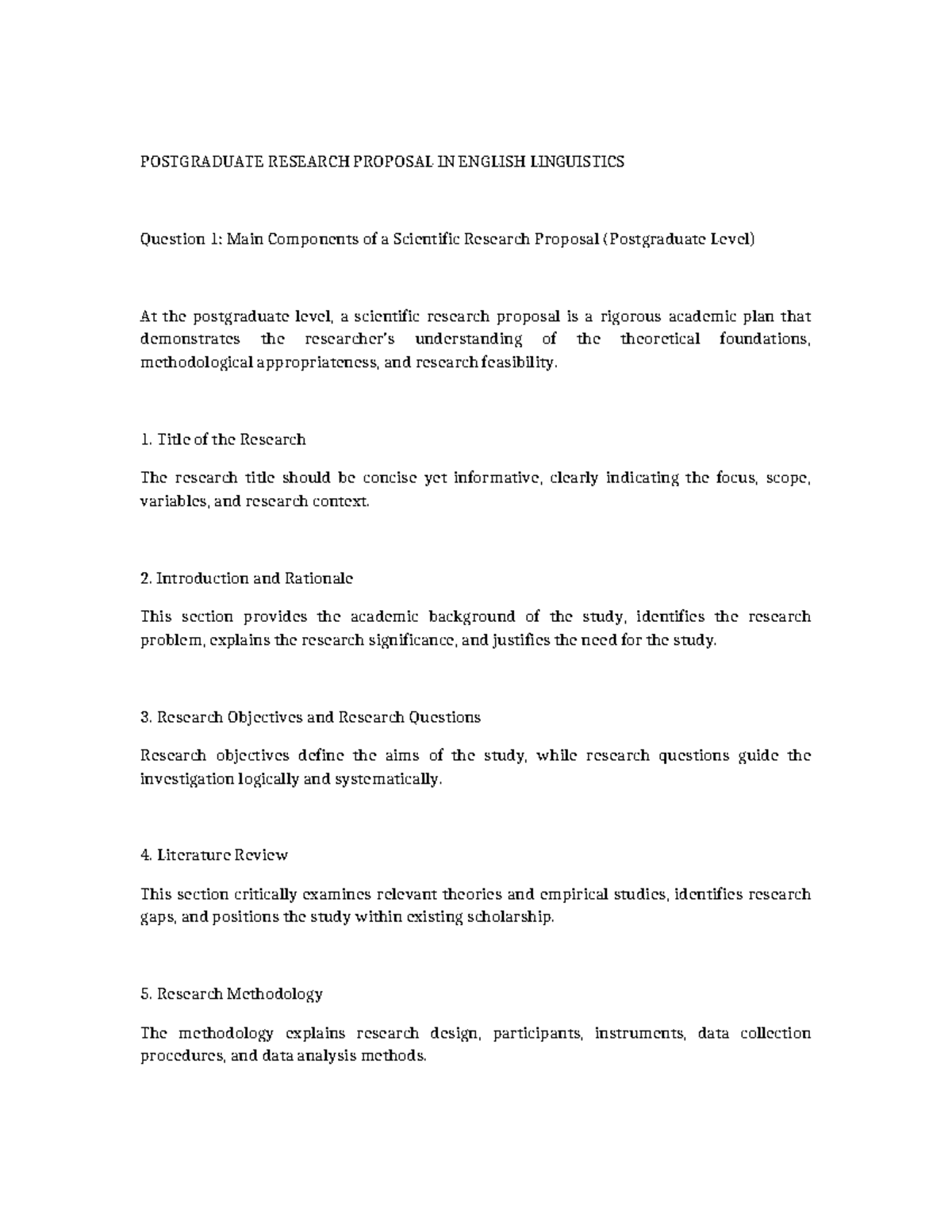Extended Postgraduate Research Proposal in English Linguistics - Studocu