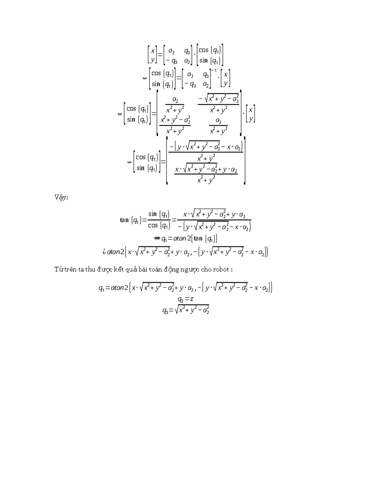 Mathematics Notes: Advanced Robotics Dynamics Analysis (Course Code ...