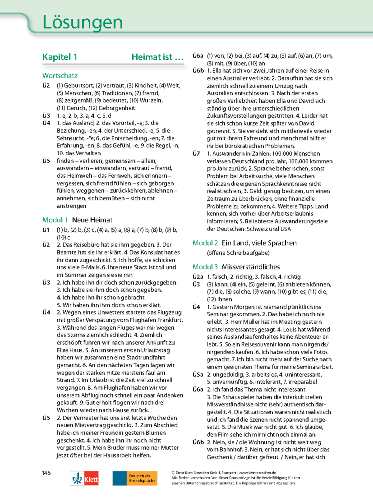 Lösungen zu Aspekte neu B2: Kapitel 1 bis 10 Wortschatz und Übungen ...