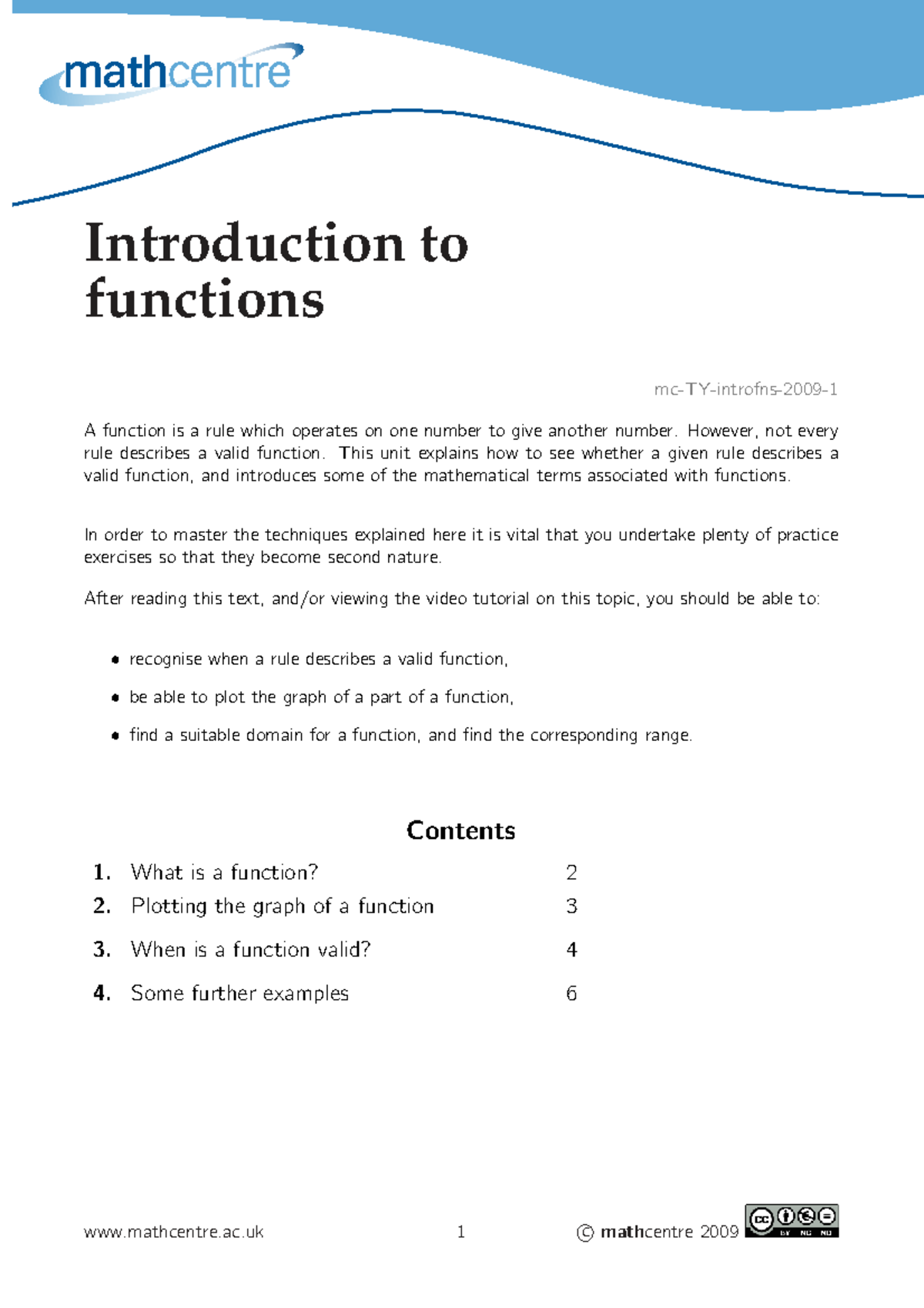 Mc Ty Intro to Functions 2009 - Study Notes - Studocu